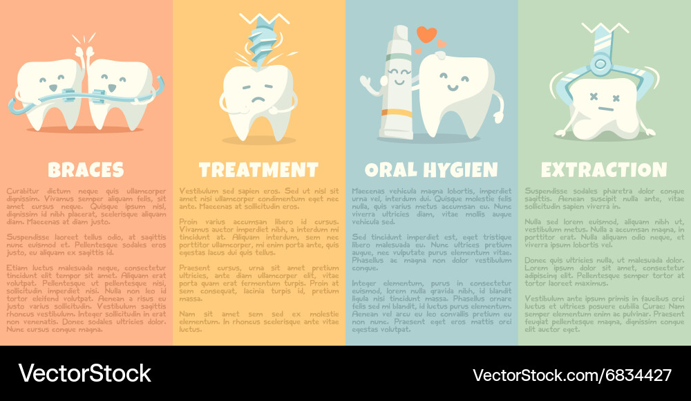 Oral hygiene banners with cute tooth Royalty Free Vector