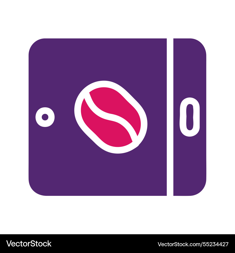 Purple icon with a coffee bean and zero Royalty Free Vector
