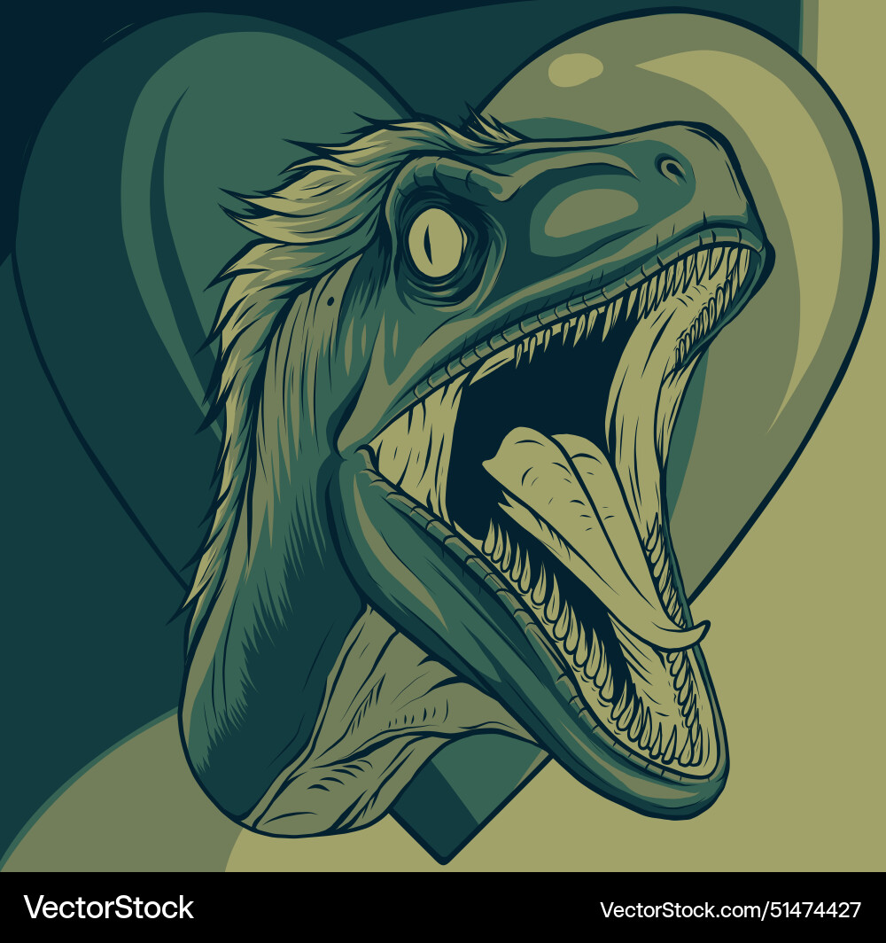 Raptor head with heart sign Royalty Free Vector Image