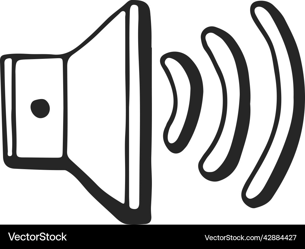Speaker doodle icon sound device black symbol Vector Image