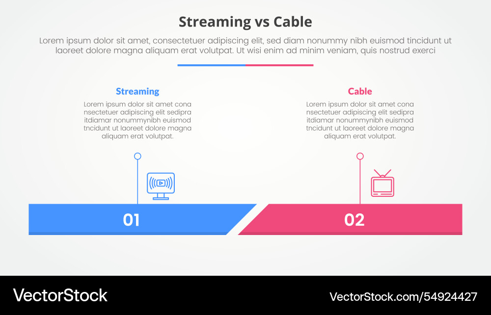 Streaming services vs cable comparison opposite Vector Image