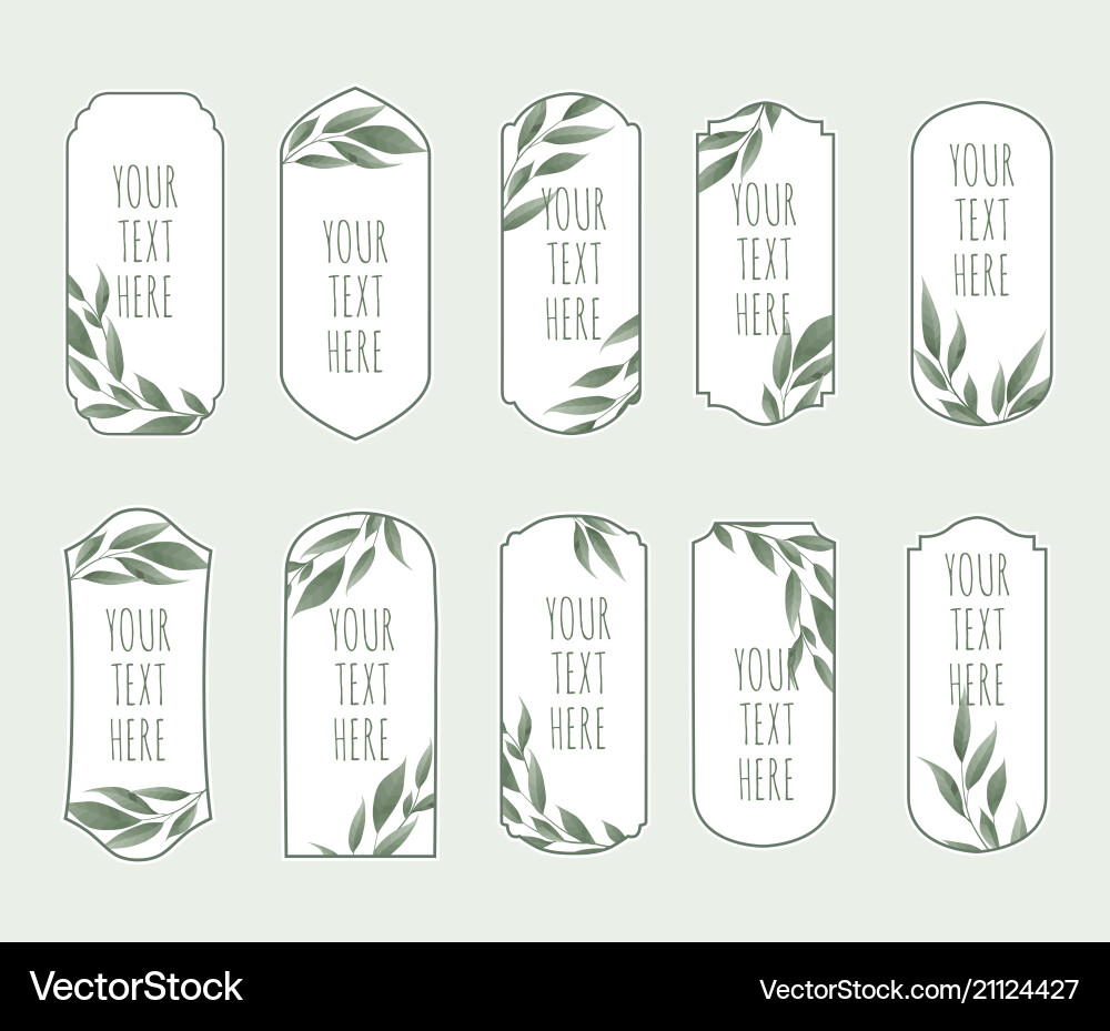 Vintage Green Leaf Labels Royalty Free Vector Image
