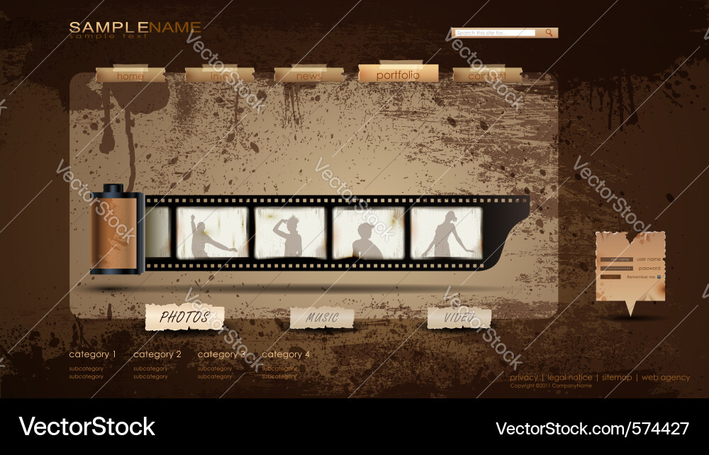 Vintage portfolio website Royalty Free Vector Image