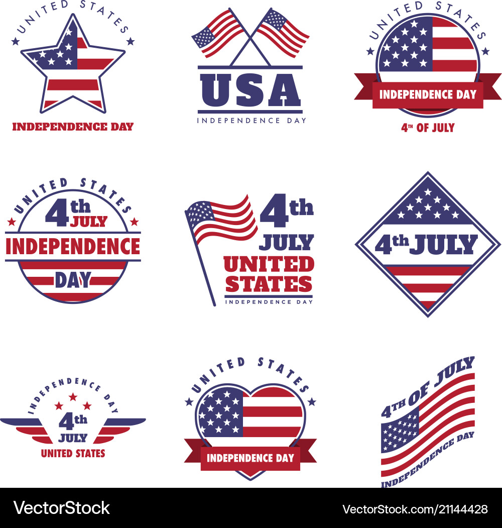 4th july united states independence day emblem set