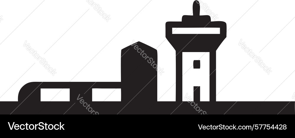 Air traffic control tower silhouette airport Vector Image