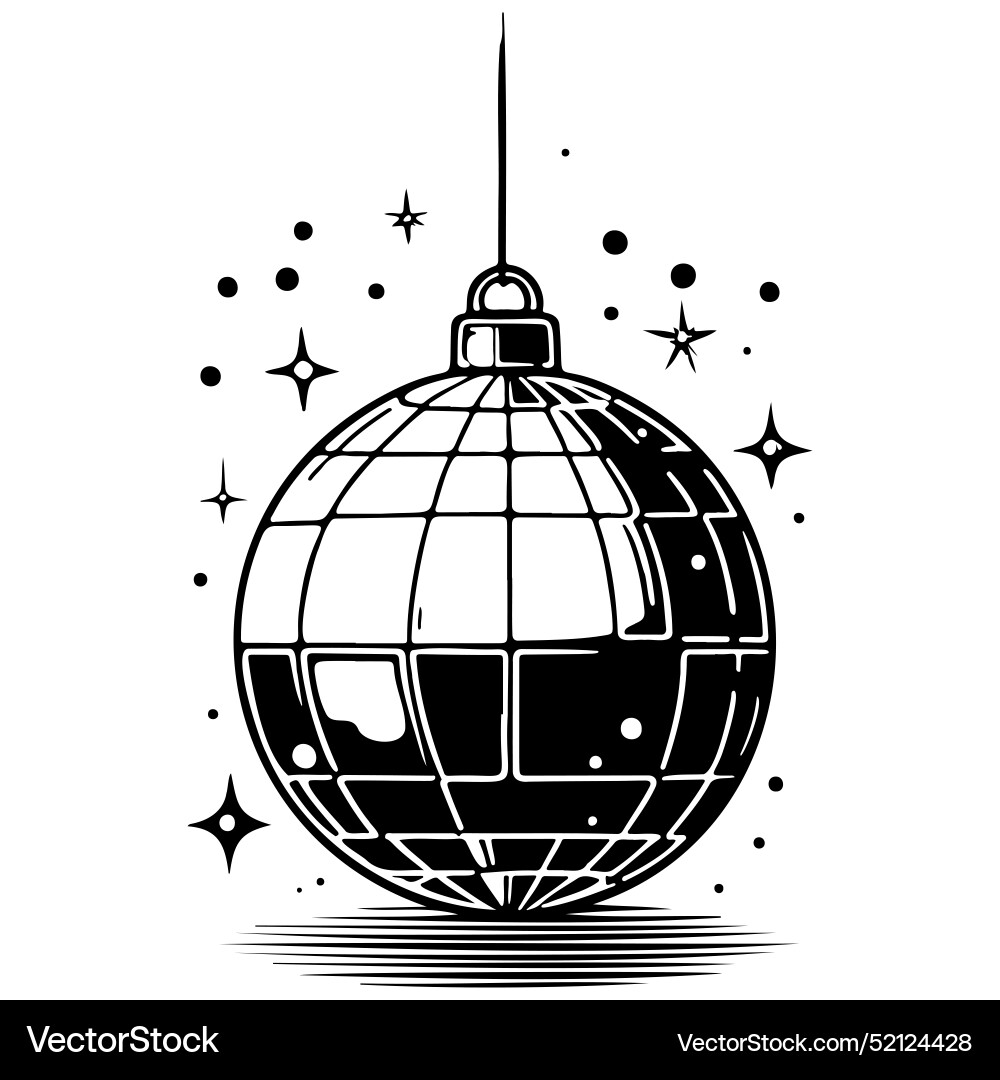 Drawing cartoon disco ball vintage hand drawn Vector Image