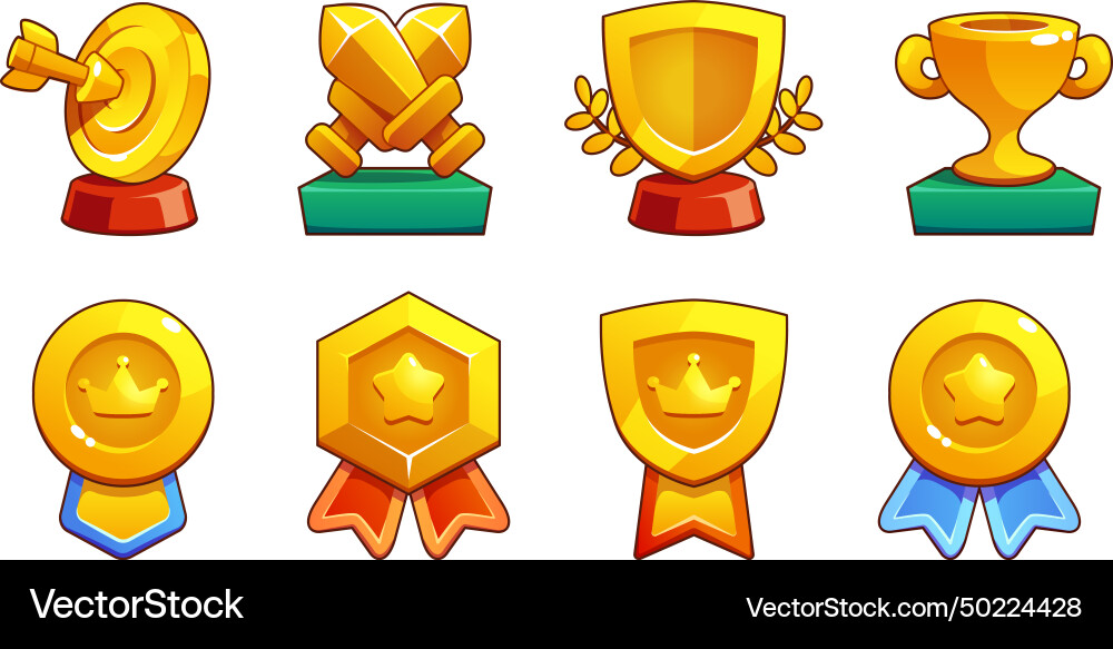 Game winner trophies set Royalty Free Vector Image