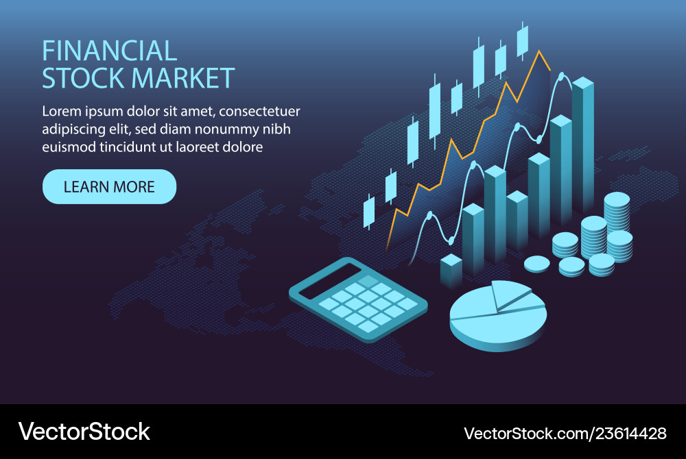 Isometric financial stock market concept Vector Image