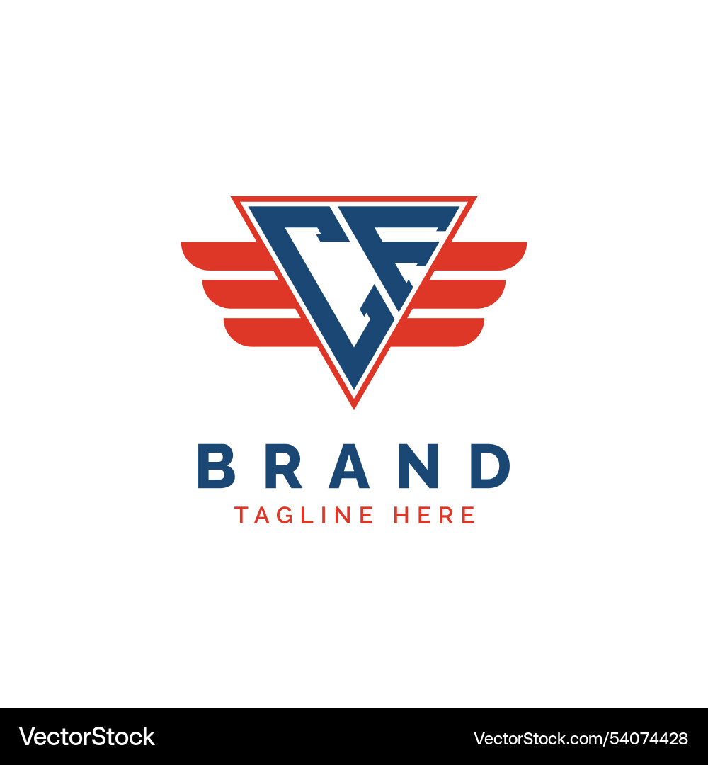 Patriotic cf logo initials letter winged Vector Image