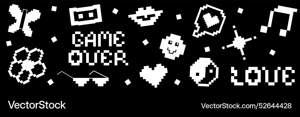 Pixel y2k retro sticker pack Royalty Free Vector Image