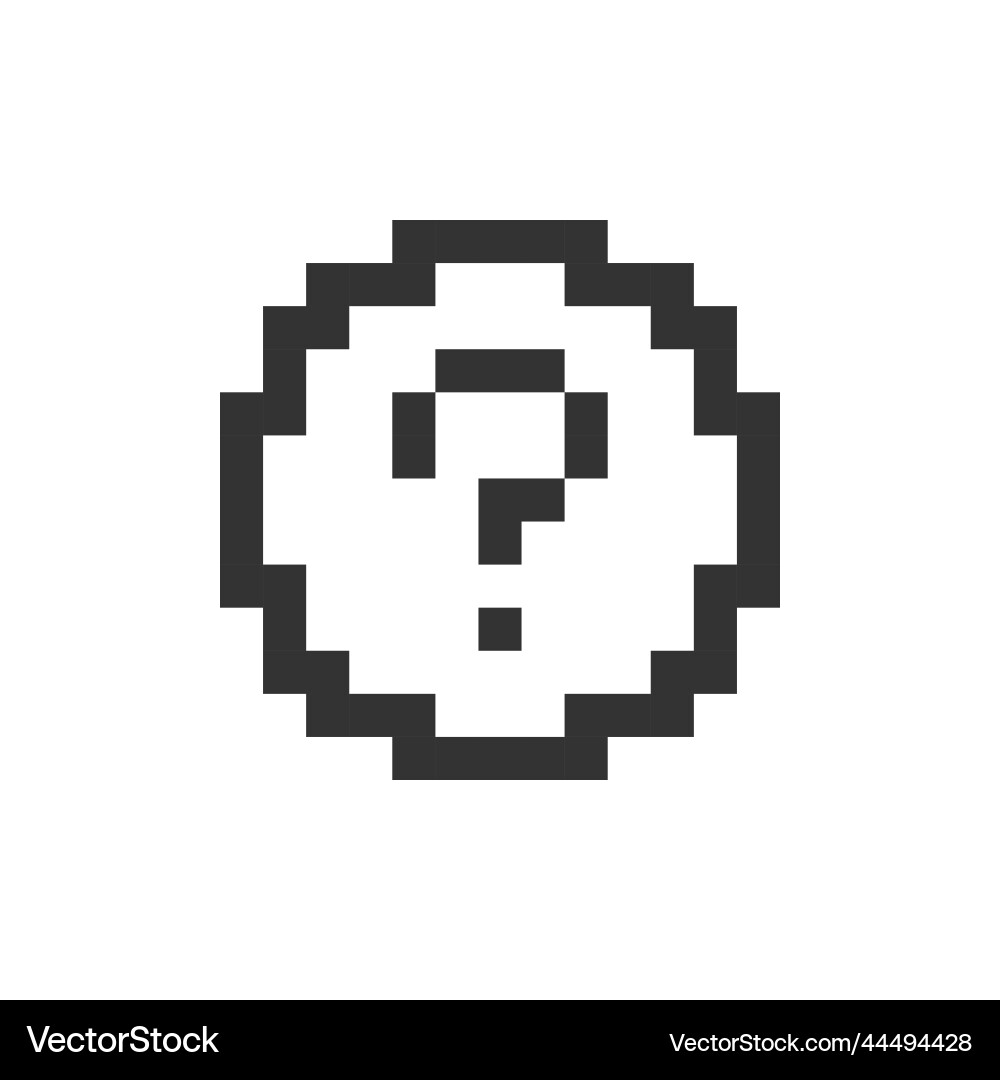 Question mark pixelated ui icon Royalty Free Vector Image
