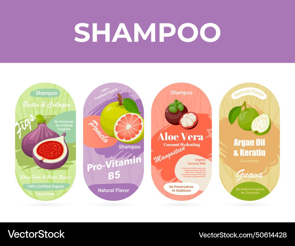 Shampoo labels design template natural organic Vector Image