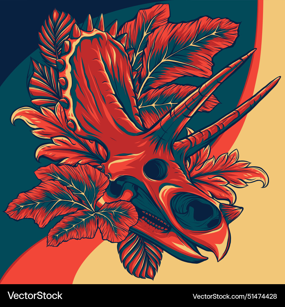 Triceratops dinosaur skull Royalty Free Vector Image