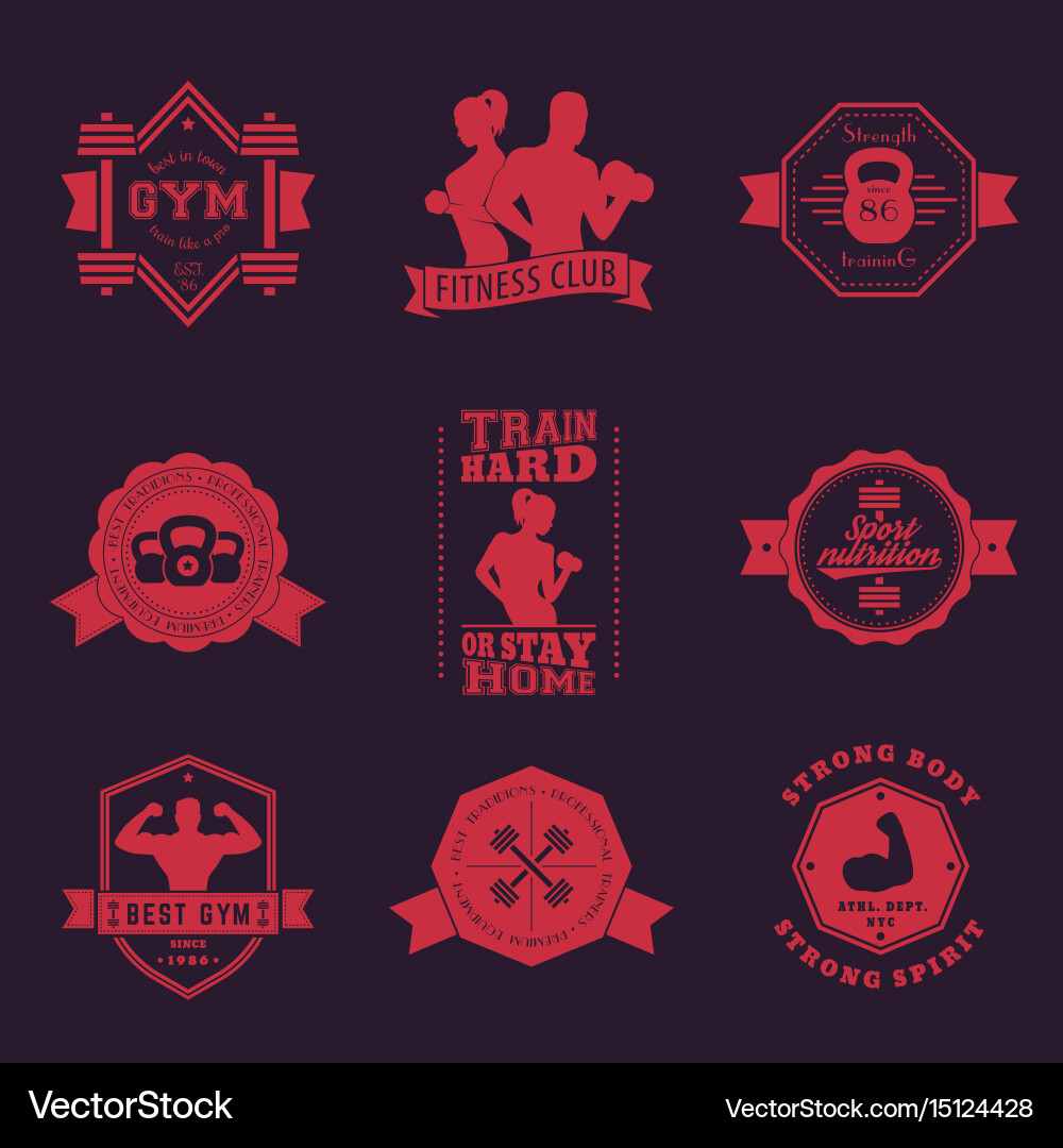 Vintage Gym Logos & Emblems Royalty Free Vector Image