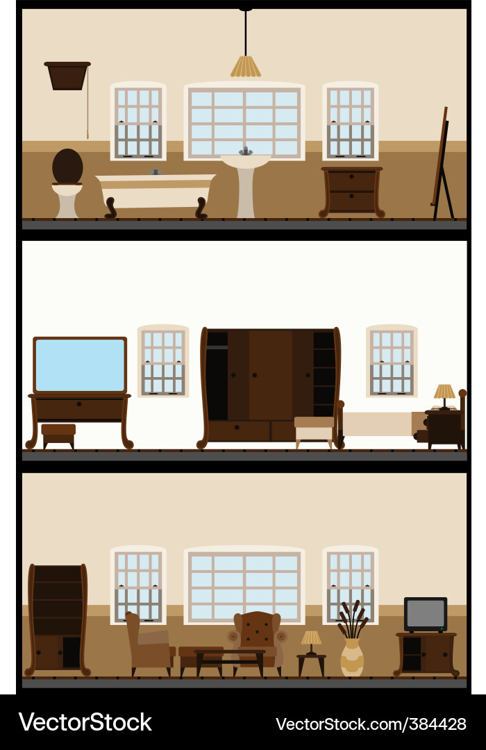 Vintage Living Room Interior Royalty Free Vector Image