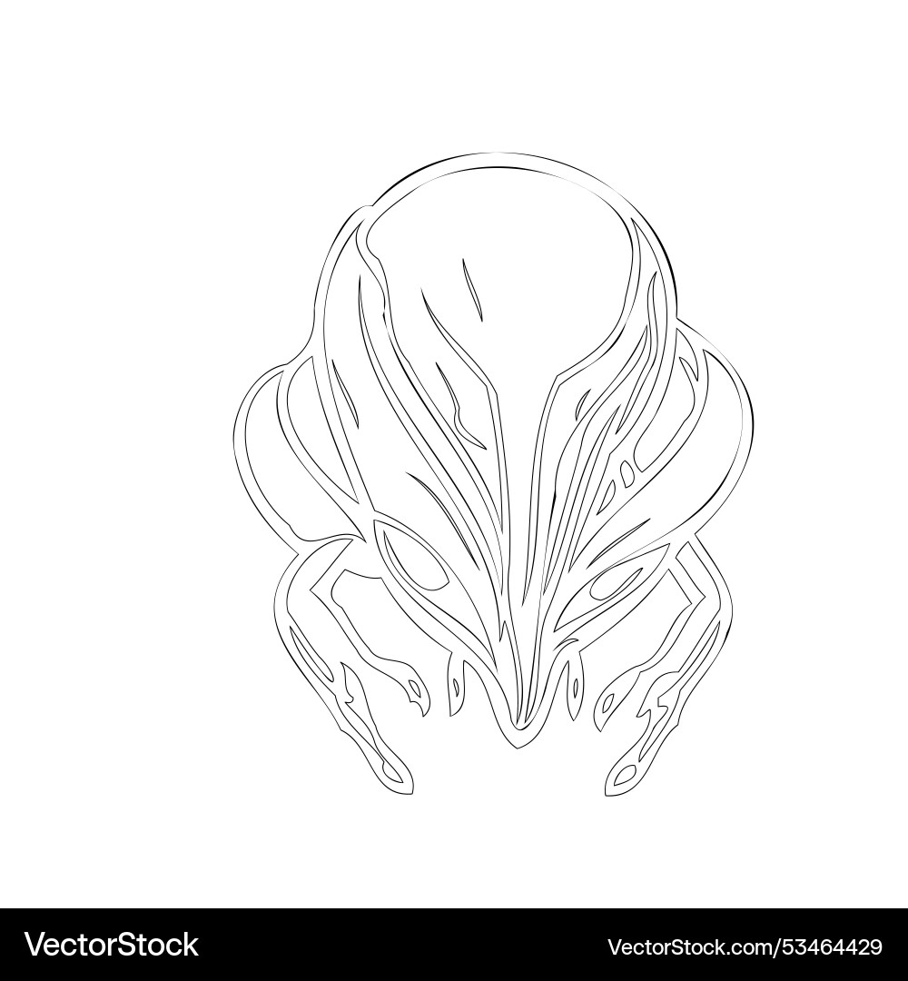 Alien monster outline sketch Royalty Free Vector Image