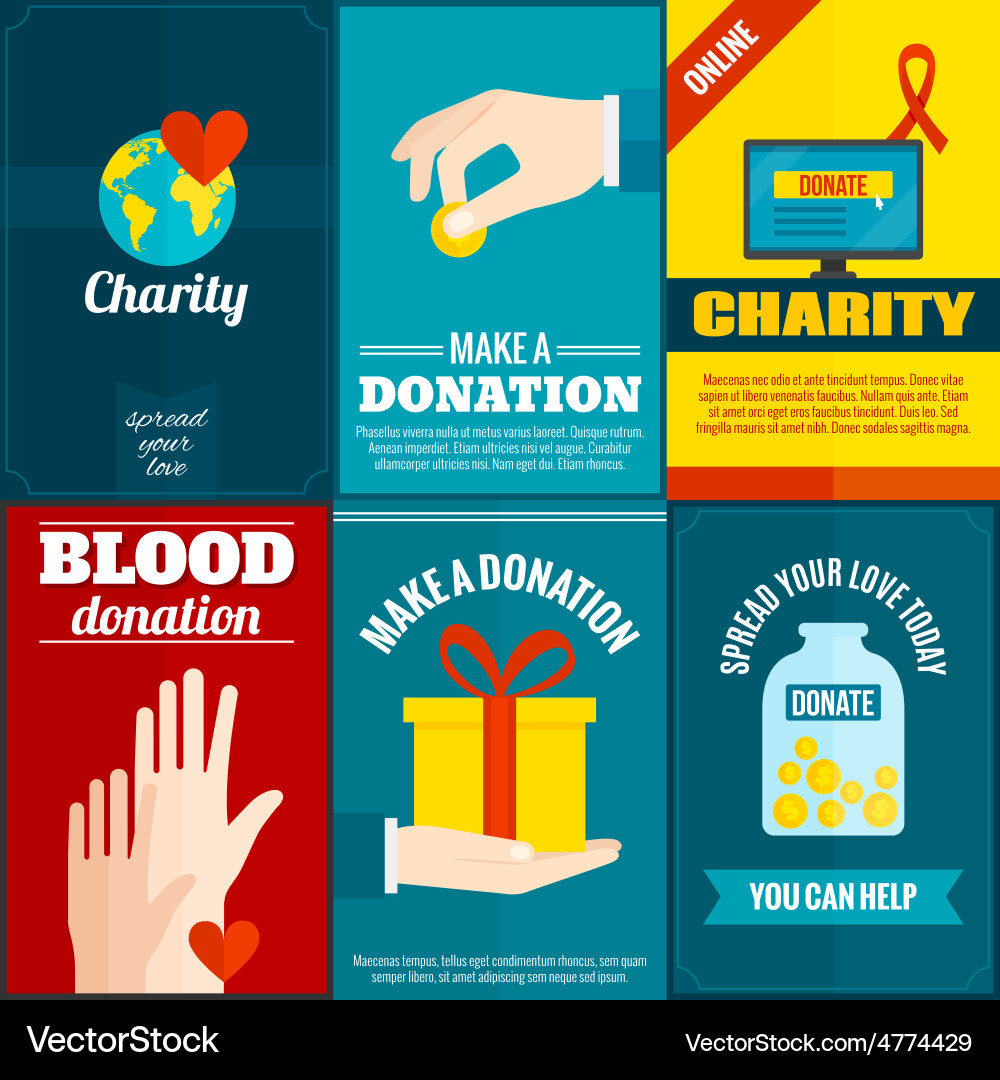 Charity Donation Posters Set Royalty Free Vector Image
