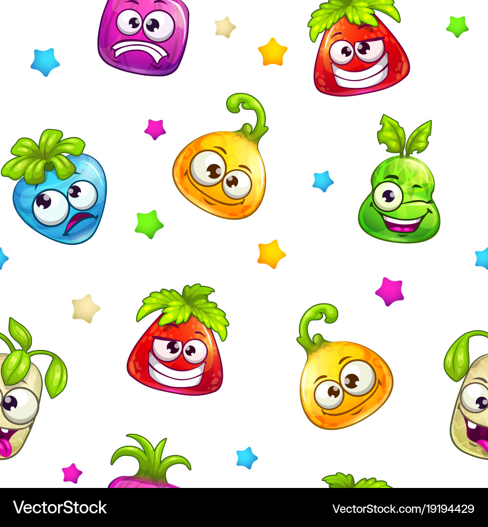 Colorful Fruit Comic Pattern Royalty Free Vector Image