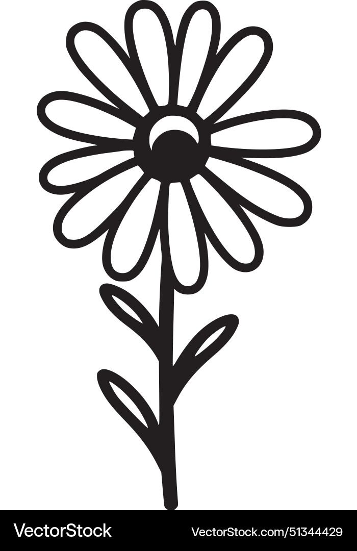 Daisy - black and white Royalty Free Vector Image