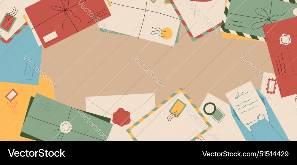 Handwritten sealed letter and mail background Vector Image