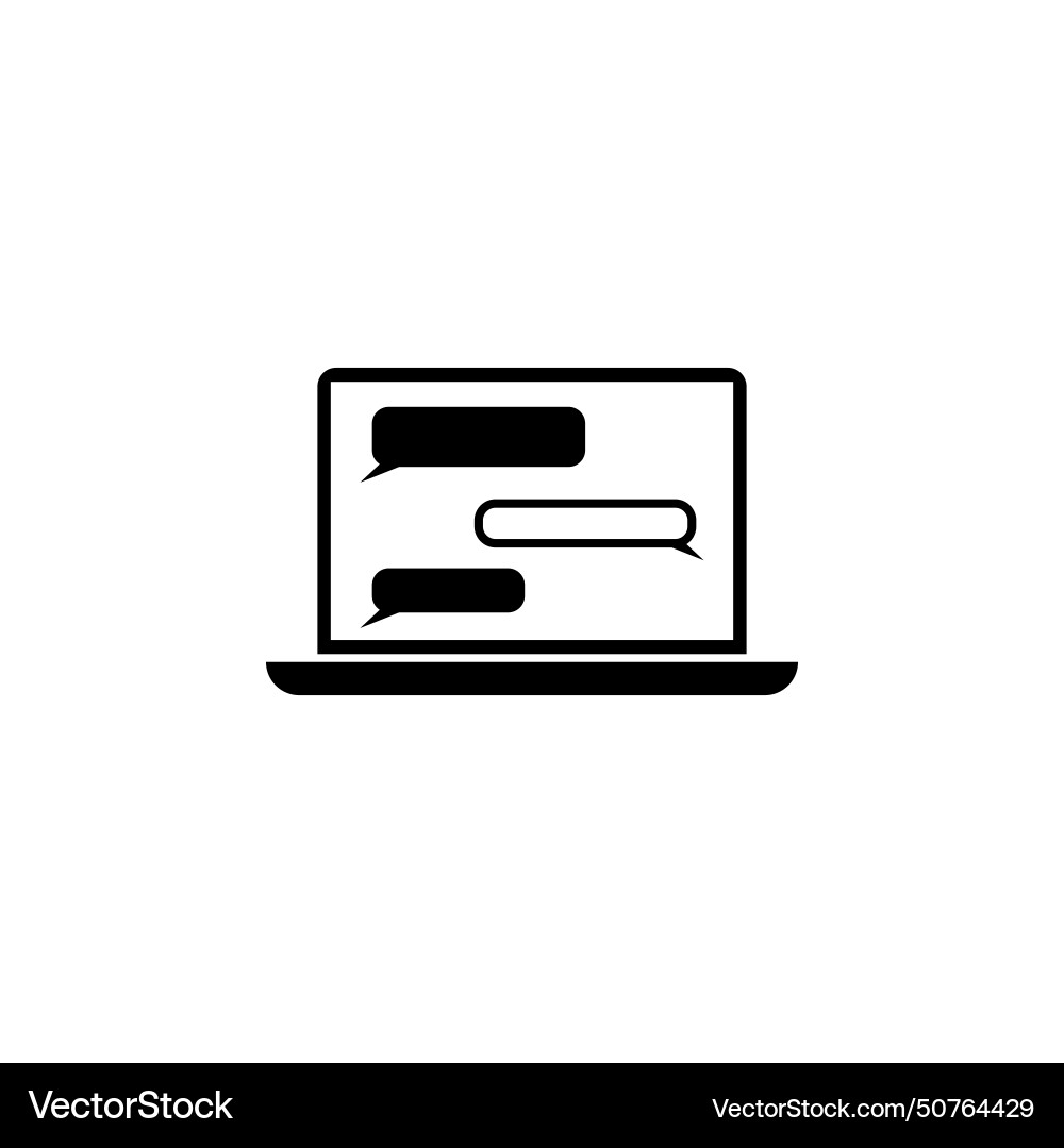 Laptop with messenger application flat icon Vector Image