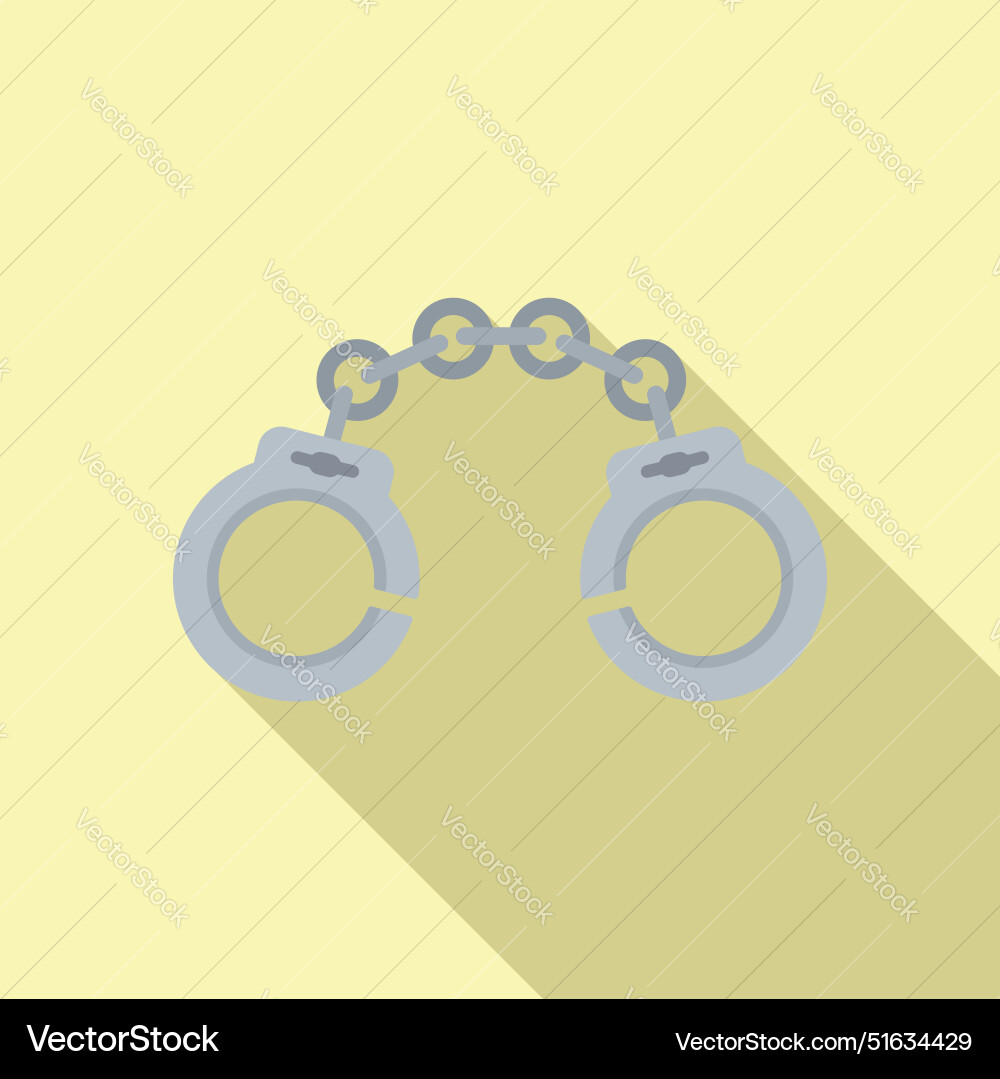 Metal handcuffs connected with chain representing Vector Image