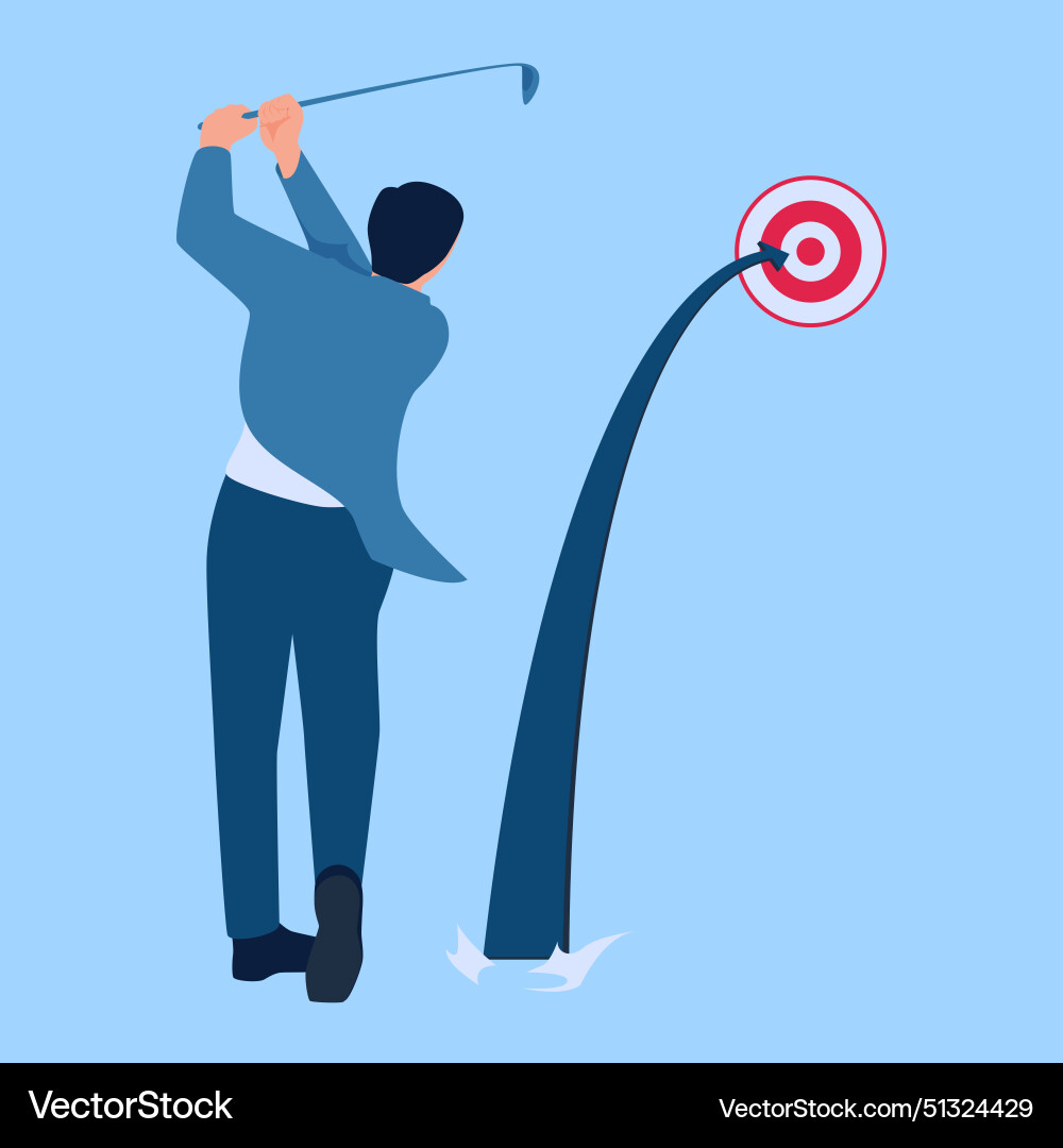 People hit arrows like golf towards the target Vector Image