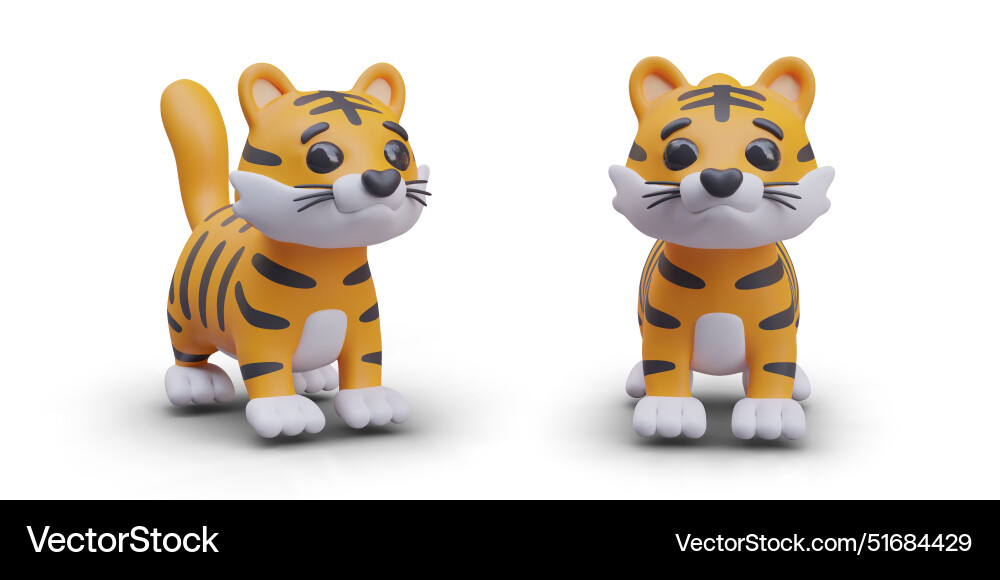 Realistic model of tiger in different positions Vector Image