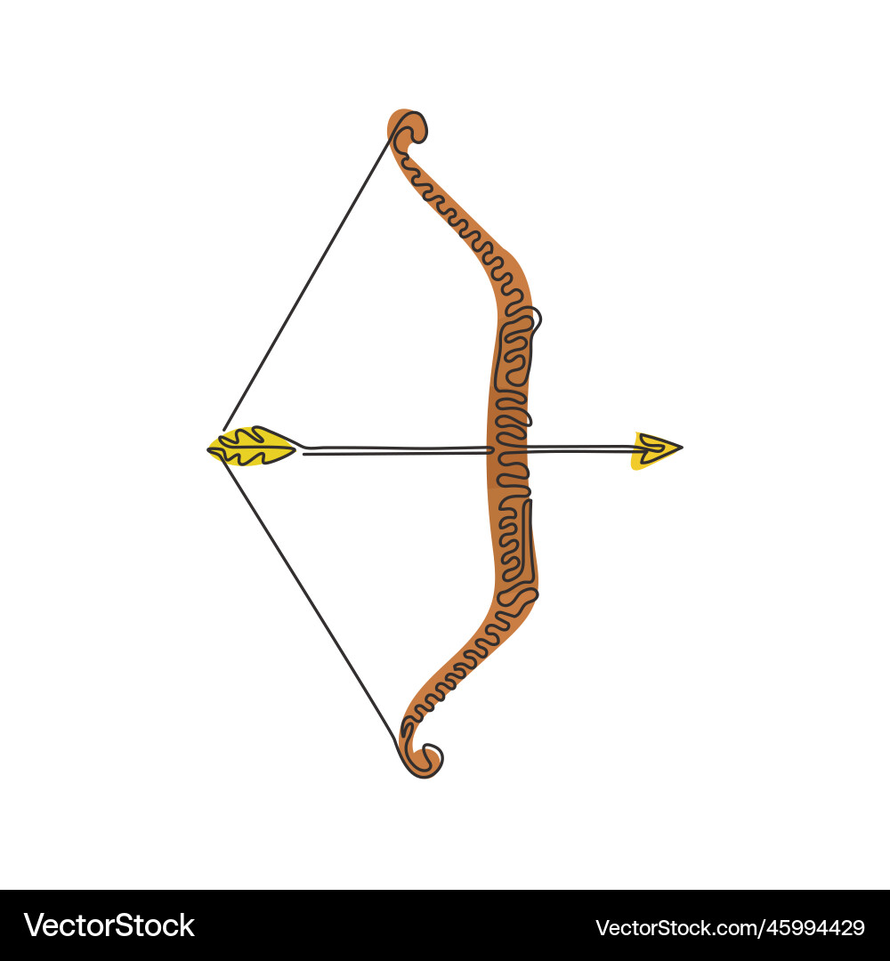 Single one line drawing arrow and bow indian Vector Image
