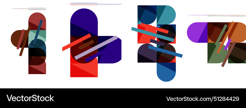 Square and round shape geometric poster set Vector Image