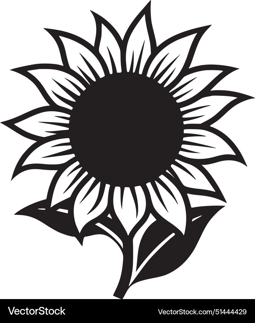 Sunflower - black and white isolated icon Vector Image