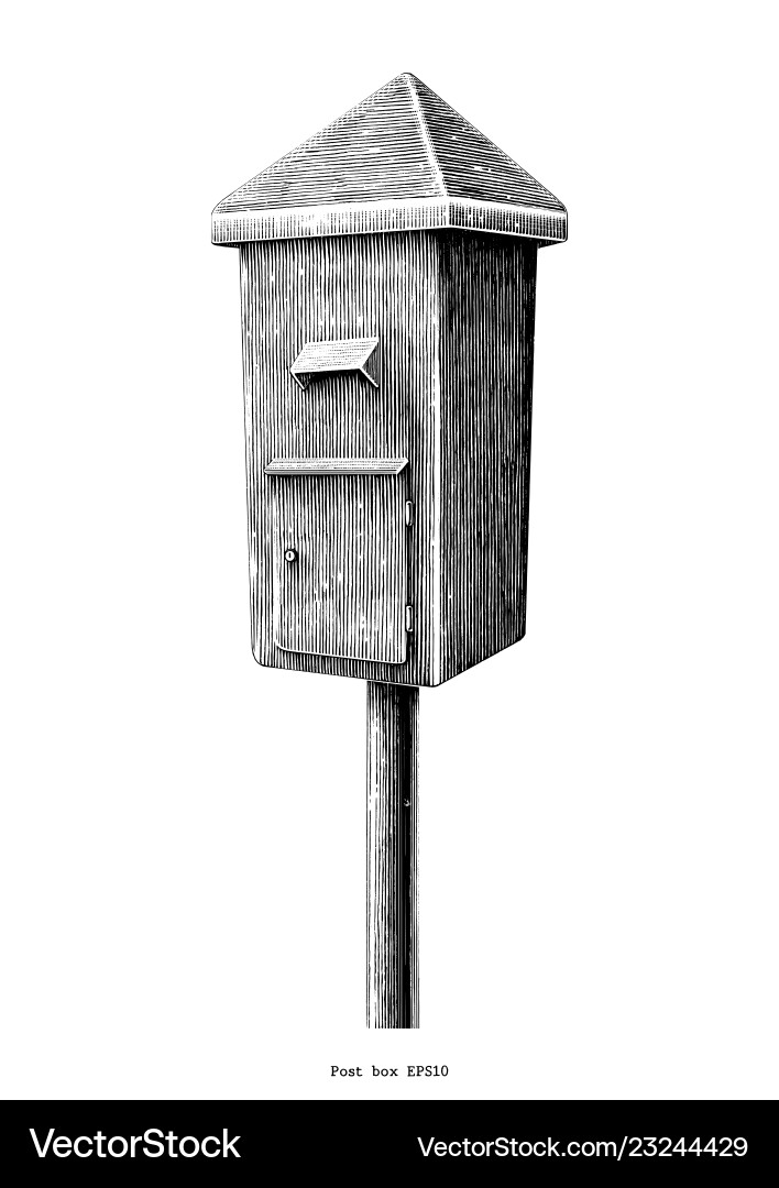 Vintage post box hand draw clip art isolated Vector Image