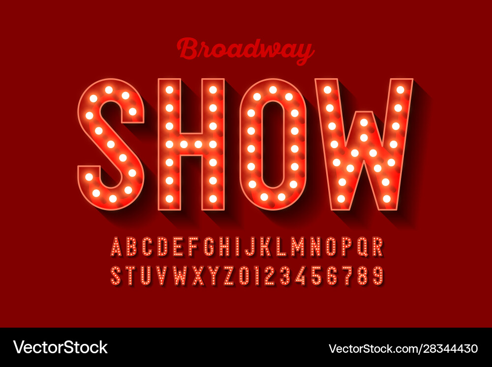 Broadway style retro light bulb font vintage Vector Image