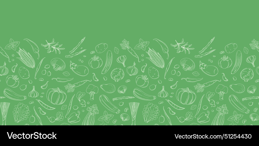 Colorful hand-drawn vegetables border pattern Vector Image