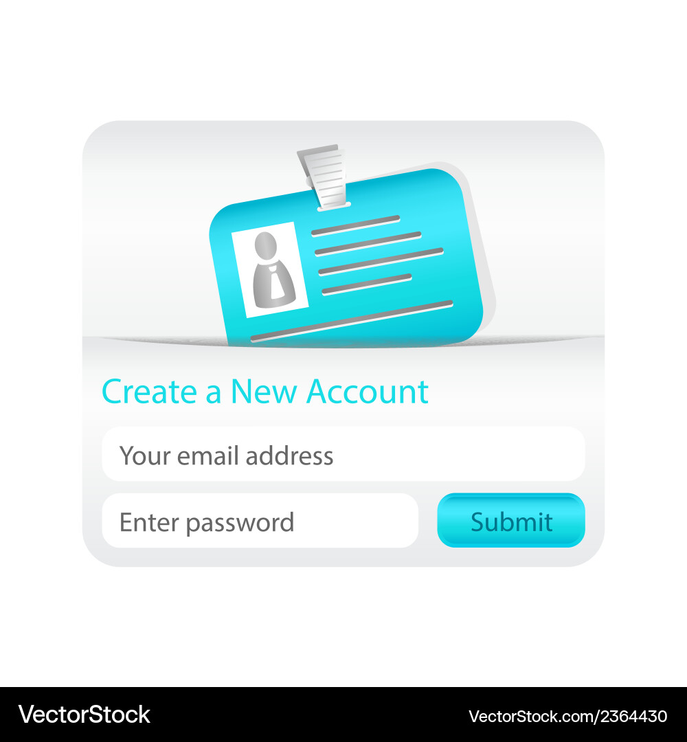 Create a new account form with light blue id card Vector Image