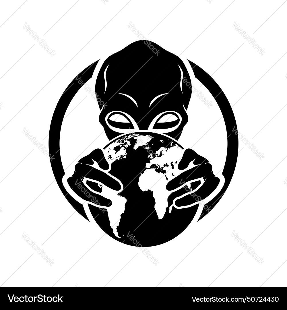 Extraterrestrial alien and planet earth icon Vector Image