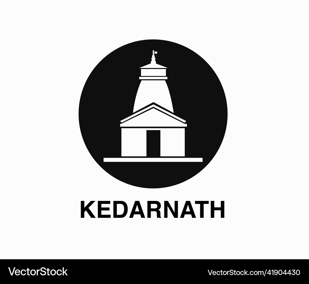 Lord kedarnath shiva temple icon with name its Vector Image