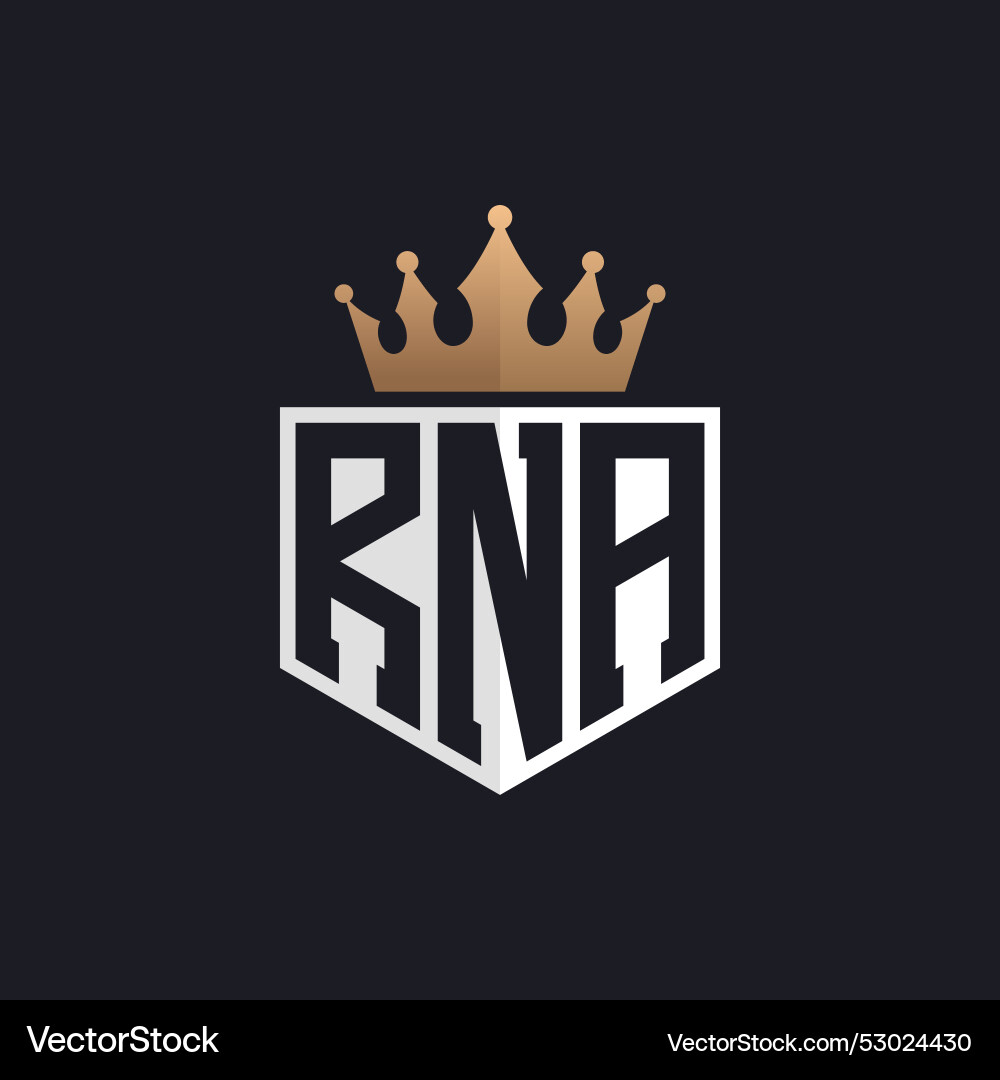Luxury rna logo with crown elegant initials Vector Image