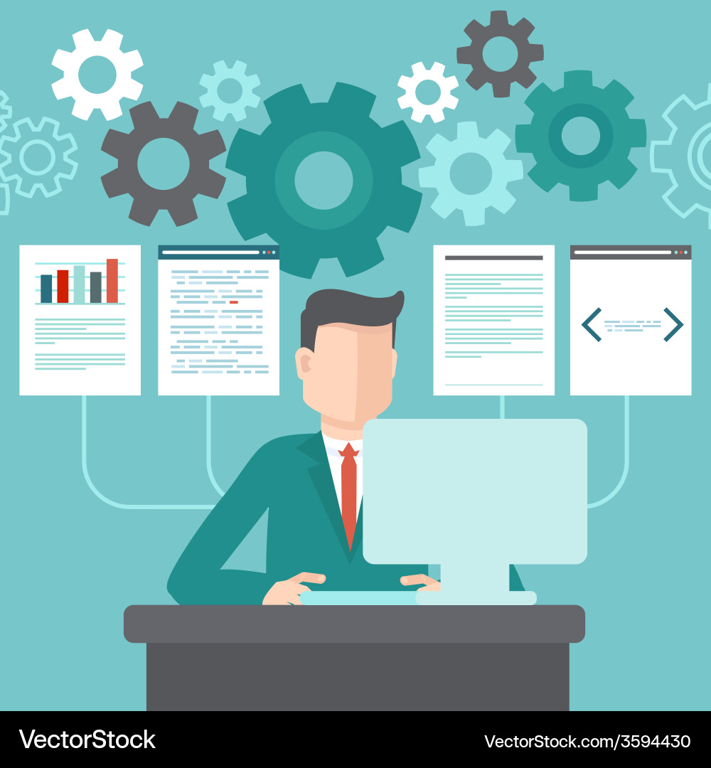 Programmer working on code Royalty Free Vector Image