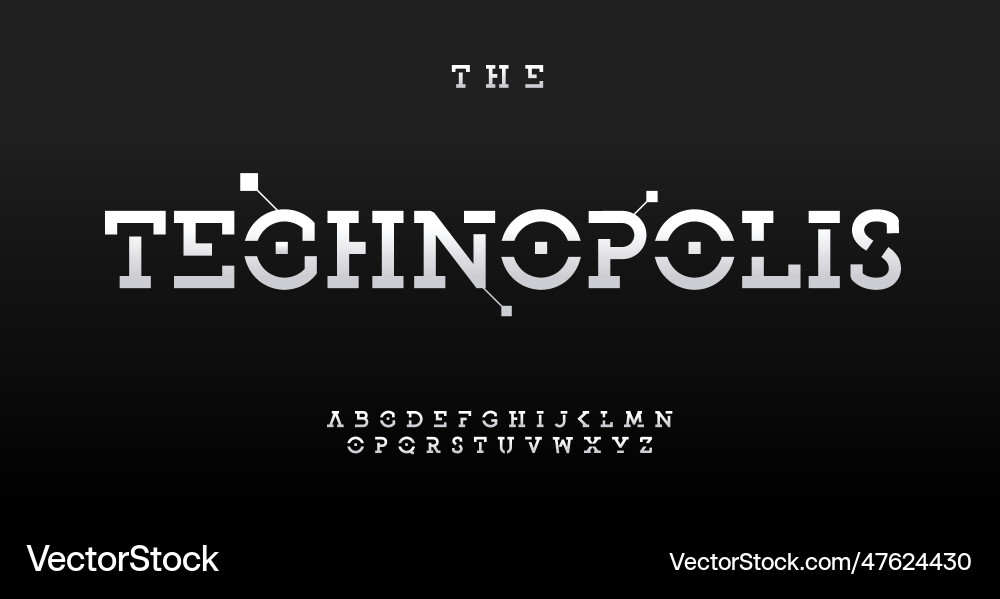 Stencil-style alphabet bold serif letters robust Vector Image