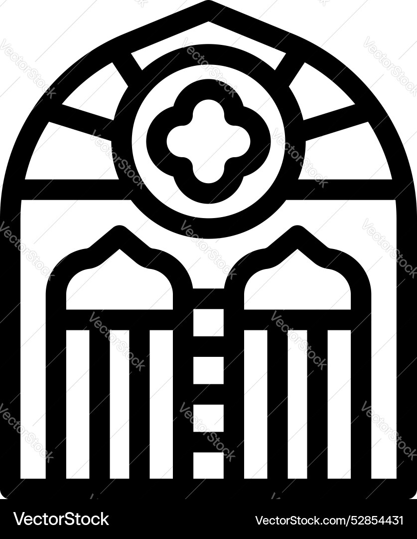 Arched church window with stained glass Royalty Free Vector