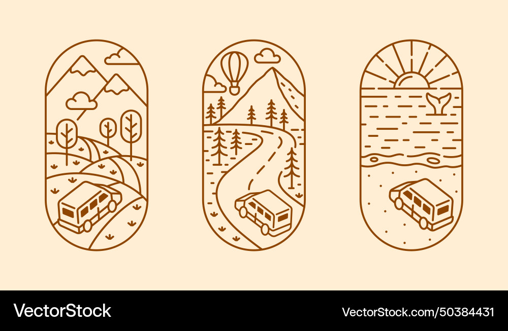 Beautiful nature line art Royalty Free Vector Image