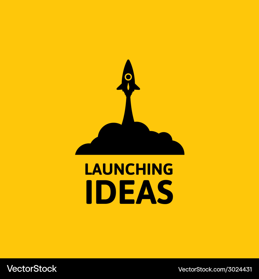 Black rocket and cloud icon in flat style isolated