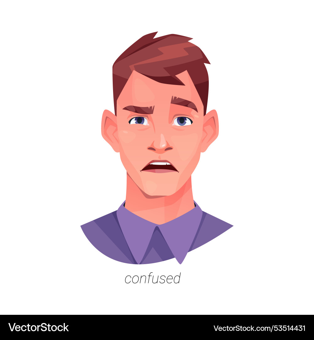Confused Man Portrait - Uncertainty Royalty Free Vector