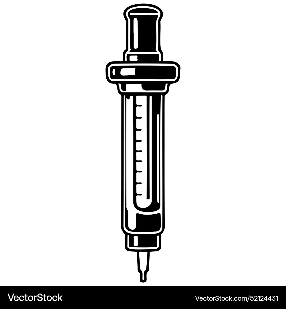 Drawing cartoon syringe isolated hand drawn line Vector Image