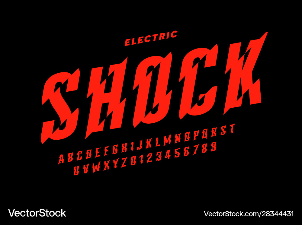Eclectric shock style font design alphabet Vector Image