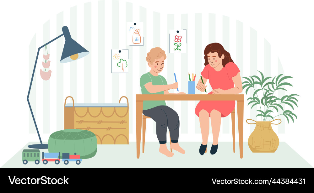 Kids services flat composition Royalty Free Vector Image