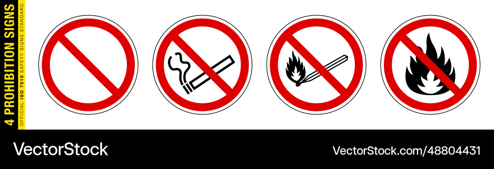 No Smoking Open Flame Warning Signs Royalty Free Vector