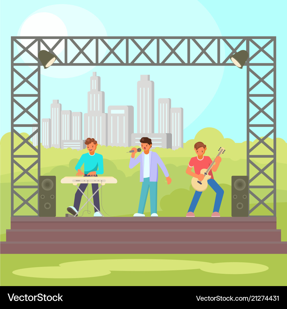 Open-air concert flat Royalty Free Vector Image