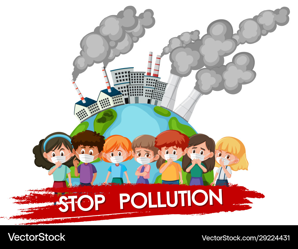 Poster design for stop pollution with children Vector Image